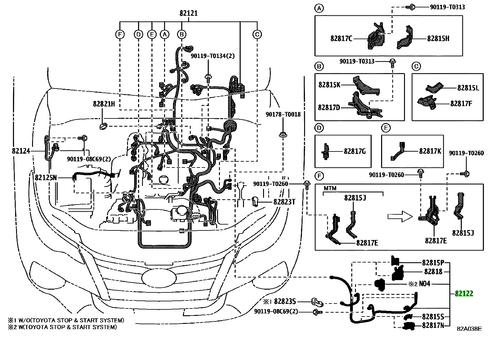 Buy Genuine Toyota 82122KK390 (82122-KK390) Wire, Engine, No.2. Photos ...