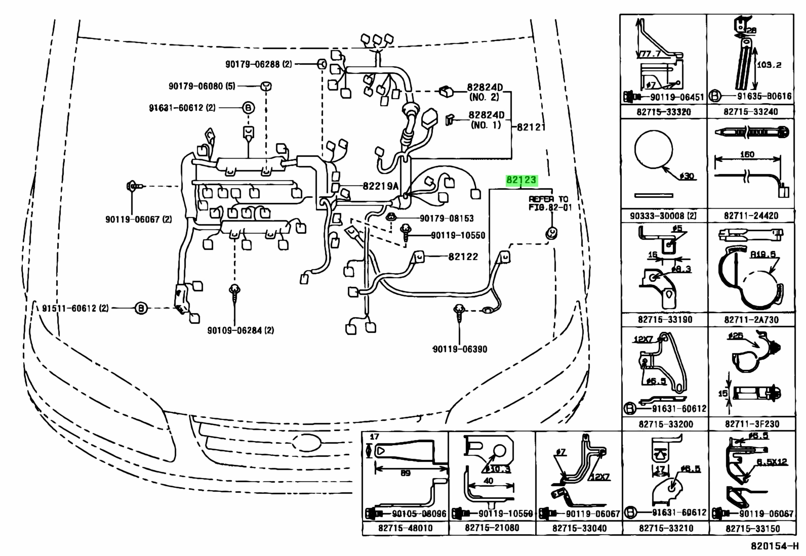 Buy Genuine Toyota 8212306020 (82123-06020) Wire, Engine, No.3. Prices ...