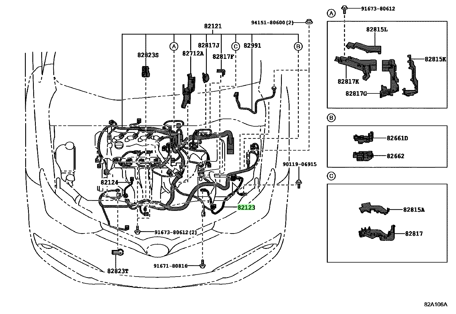 Buy Genuine Toyota 8212312790 (82123-12790) Wire, Engine, No.3. Photos ...