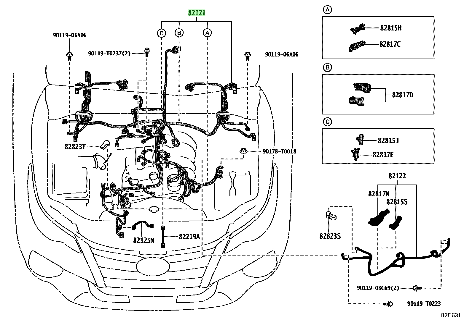 Buy Genuine Toyota 82126KK520 (82126-KK520) Wire, Engine. Photos - Amayama
