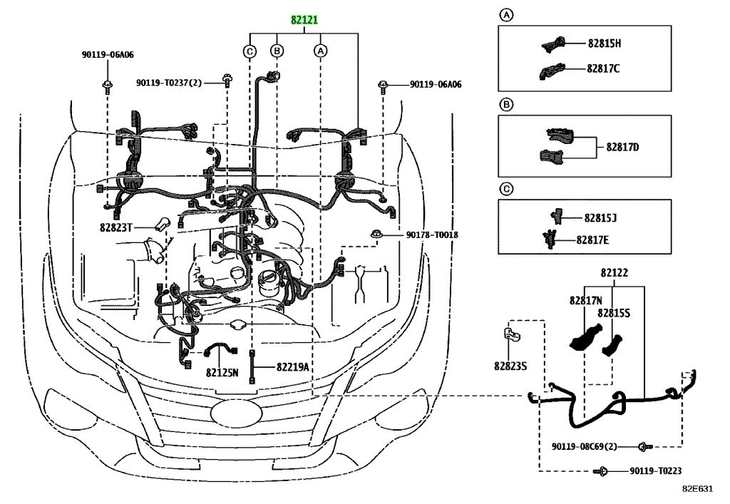 Buy Genuine Toyota 82126KK580 (82126-KK580) Wire, Engine. Photos - Amayama
