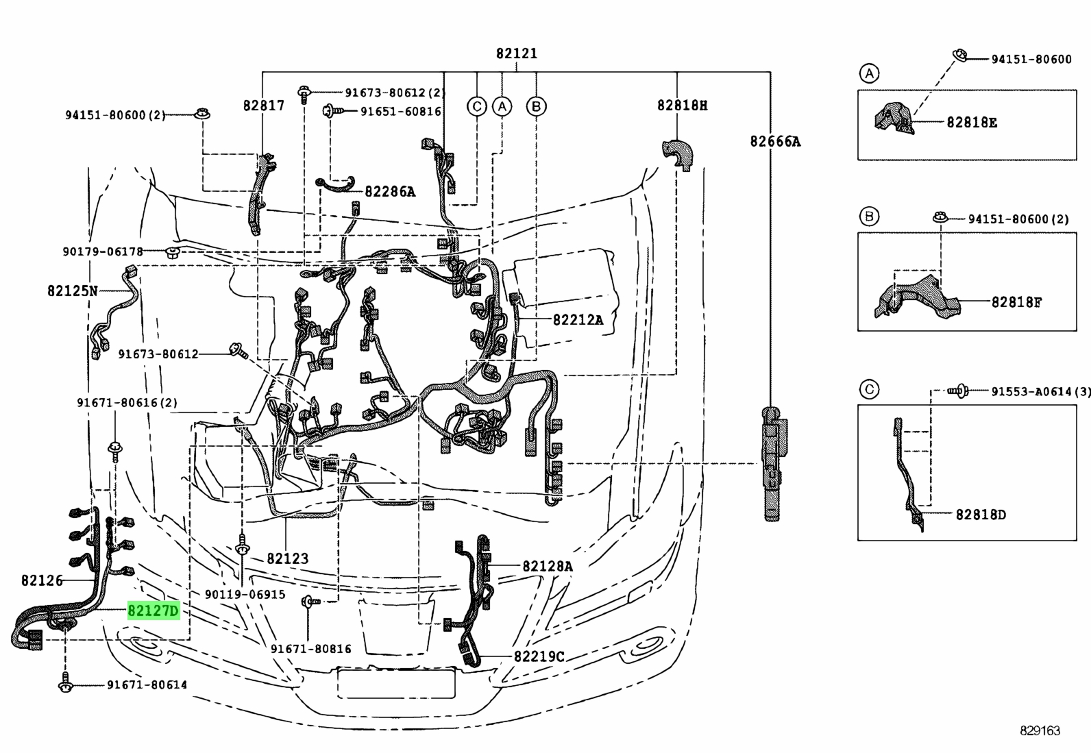 Buy Genuine Toyota 8212730050 (82127-30050) Wire, Engine, No.7. Prices ...
