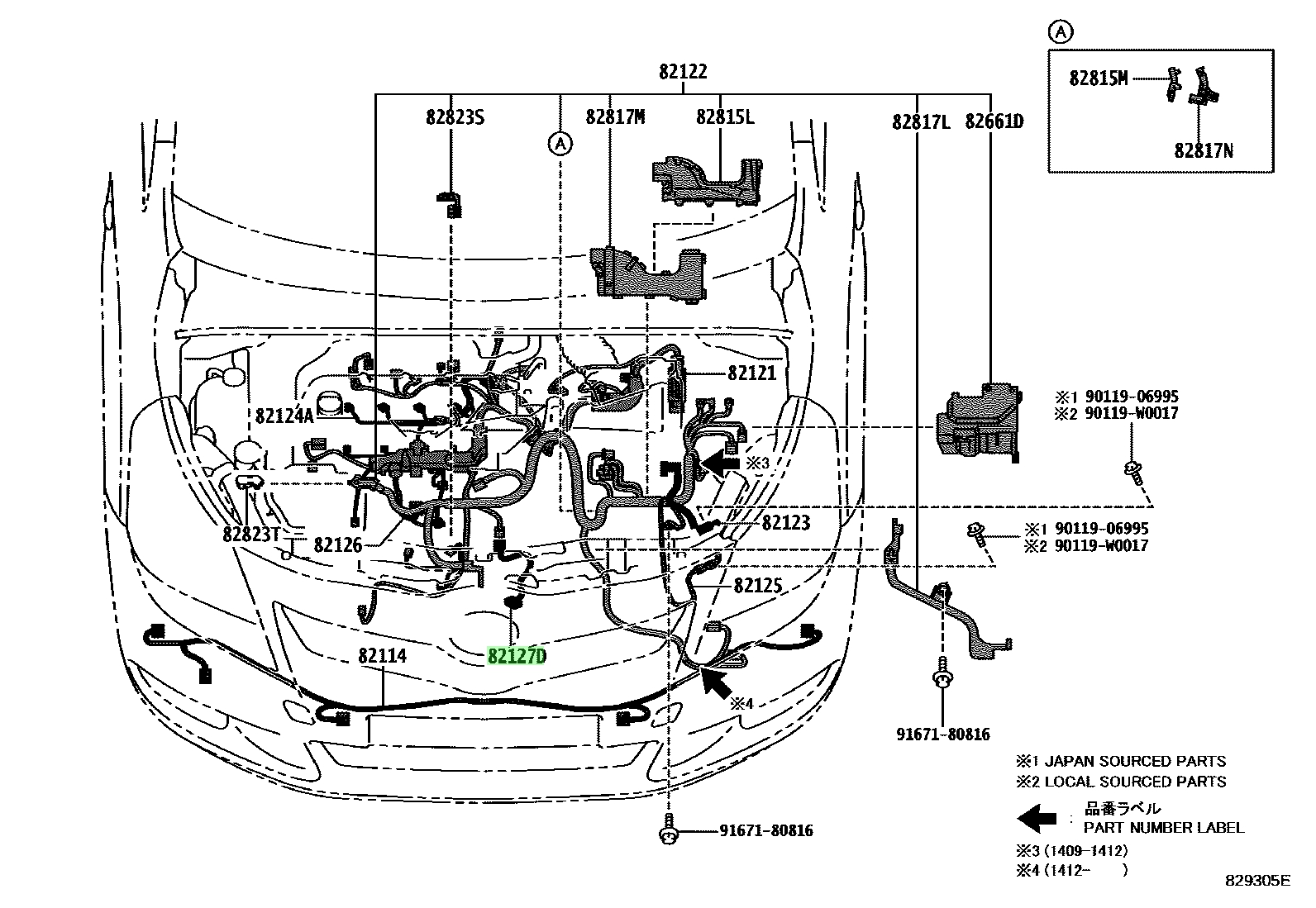 Buy Genuine Toyota 82127YV030 (82127-YV030) Wire, Engine, No.7. Photos ...