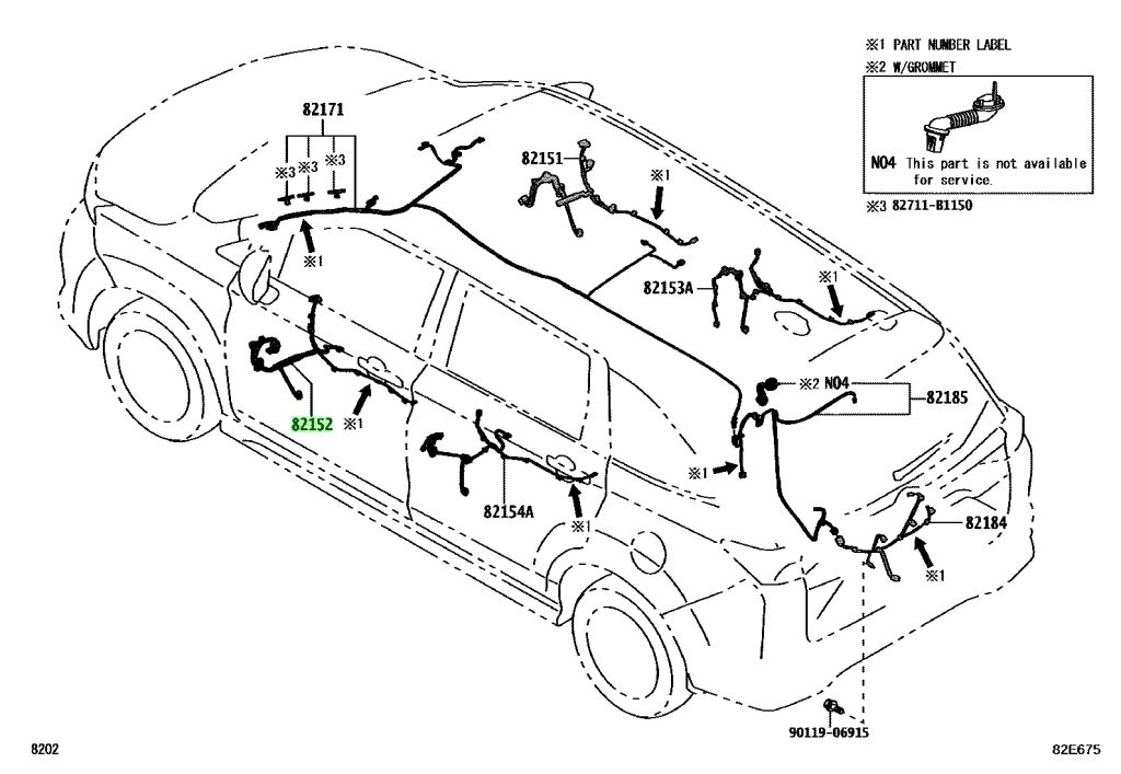 Buy Genuine Toyota 82152BZG70 (82152-BZG70) Wire, Front Door, Lh ...