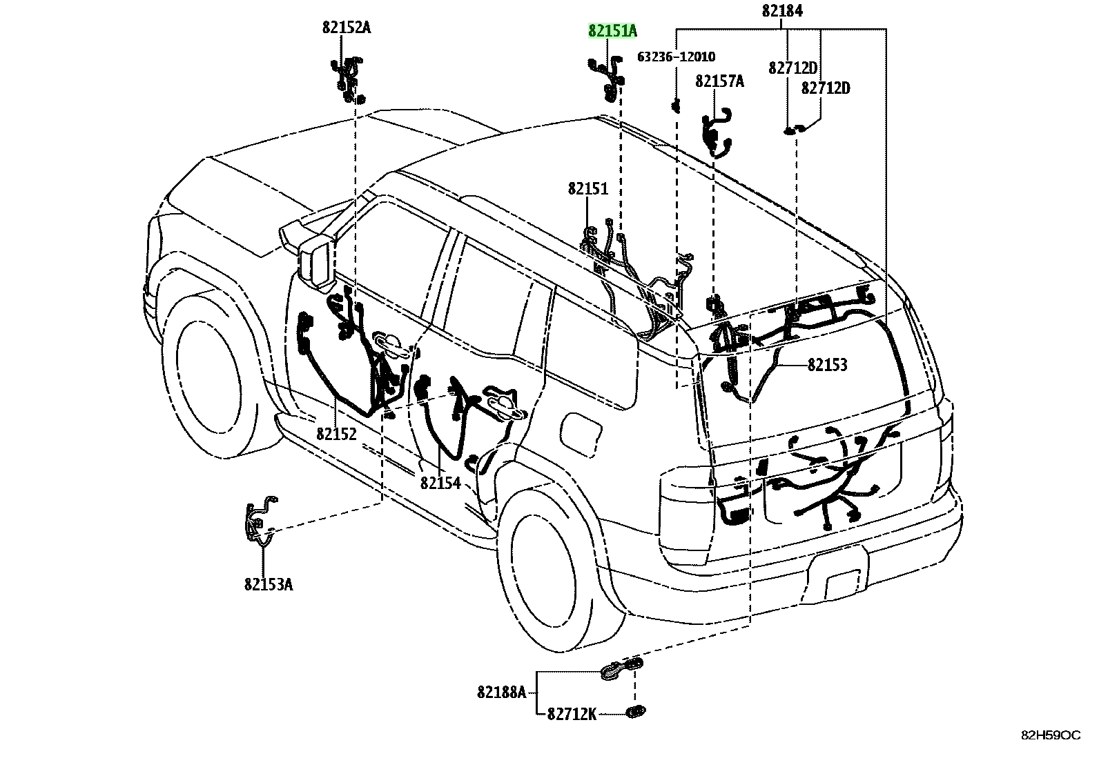 Buy Genuine Toyota 8215560280 (82155-60280) Wire, Front Door, No.2, Rh ...