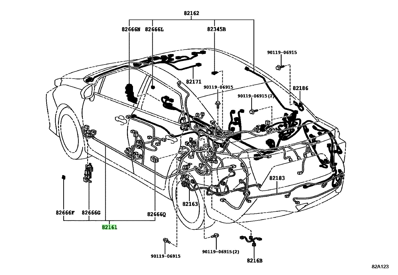 Buy Genuine Toyota 8216162350 (82161-62350) Wire, Floor. Photos - Amayama