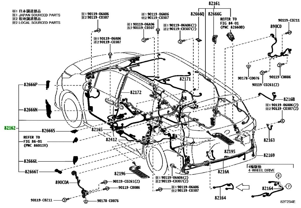 Buy Genuine Toyota 8216208G10 (82162-08G10) Wire, Floor, No.2. Photos ...