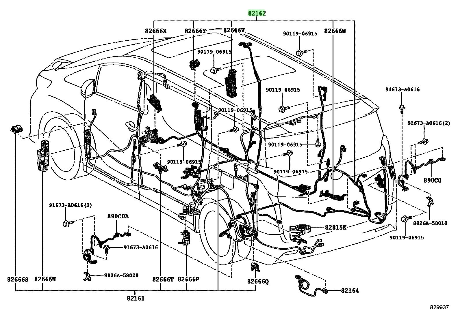 Buy Genuine Toyota 8216258A60 (82162-58A60) Wire, Floor, No.2. Prices ...