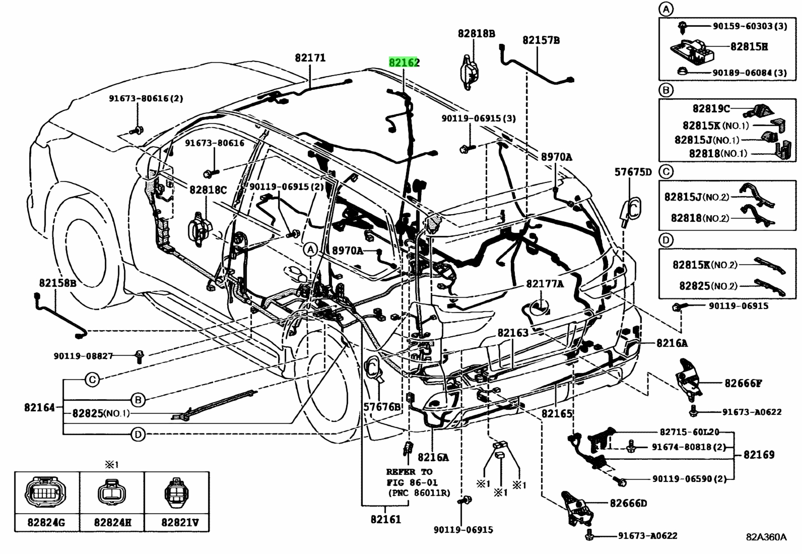 Buy Genuine Toyota 821626AF01 (82162-6AF01) Wire, Floor, No.2. Prices ...