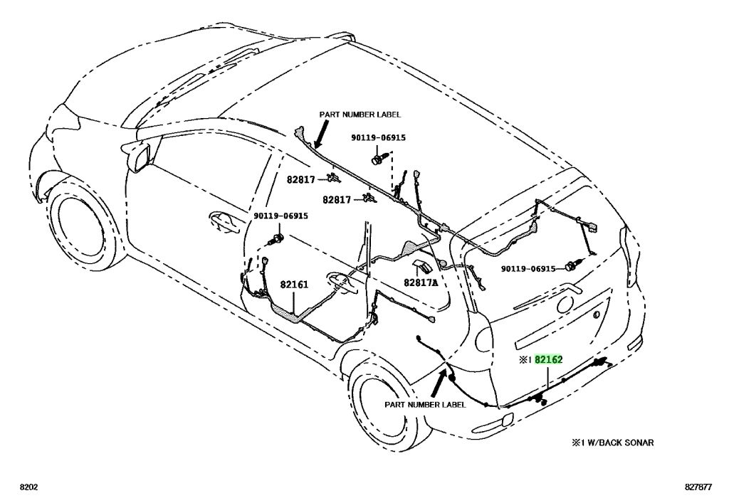 Buy Genuine Toyota 82162BZ140 (82162-BZ140) Wire, Floor, No.2. Photos ...