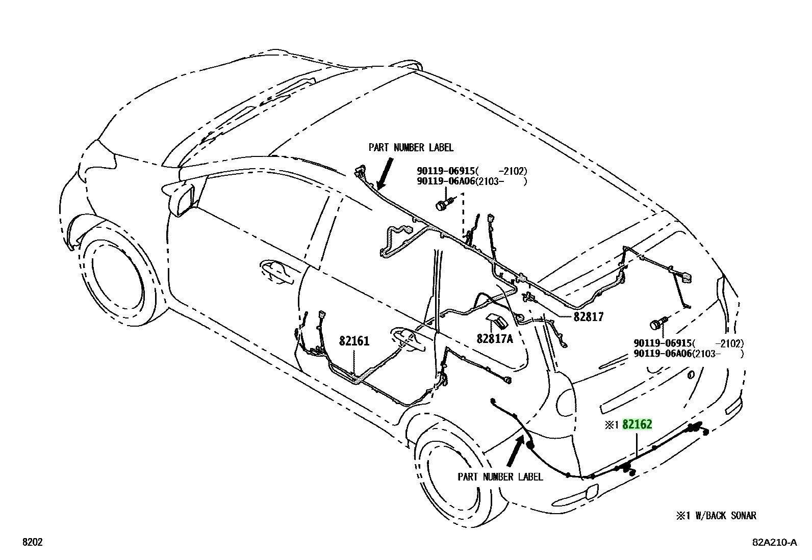 Buy Genuine Toyota 82162BZ260 (82162-BZ260) Wire, Floor, No.2. Photos ...