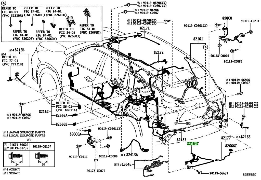 Buy Genuine Toyota 821640E320 (82164-0E320) Wire, Floor, No.4. Photos ...