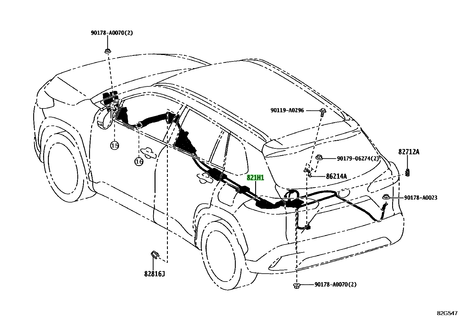 Buy Genuine Toyota 821H10A060 (821H1-0A060) Wire, Floor Under. Photos ...