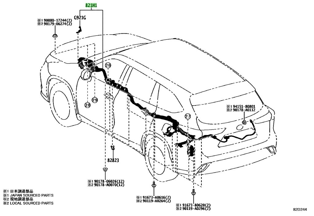 Buy Genuine Toyota 821H10E051 (821H1-0E051) Wire, Floor Under. Photos ...