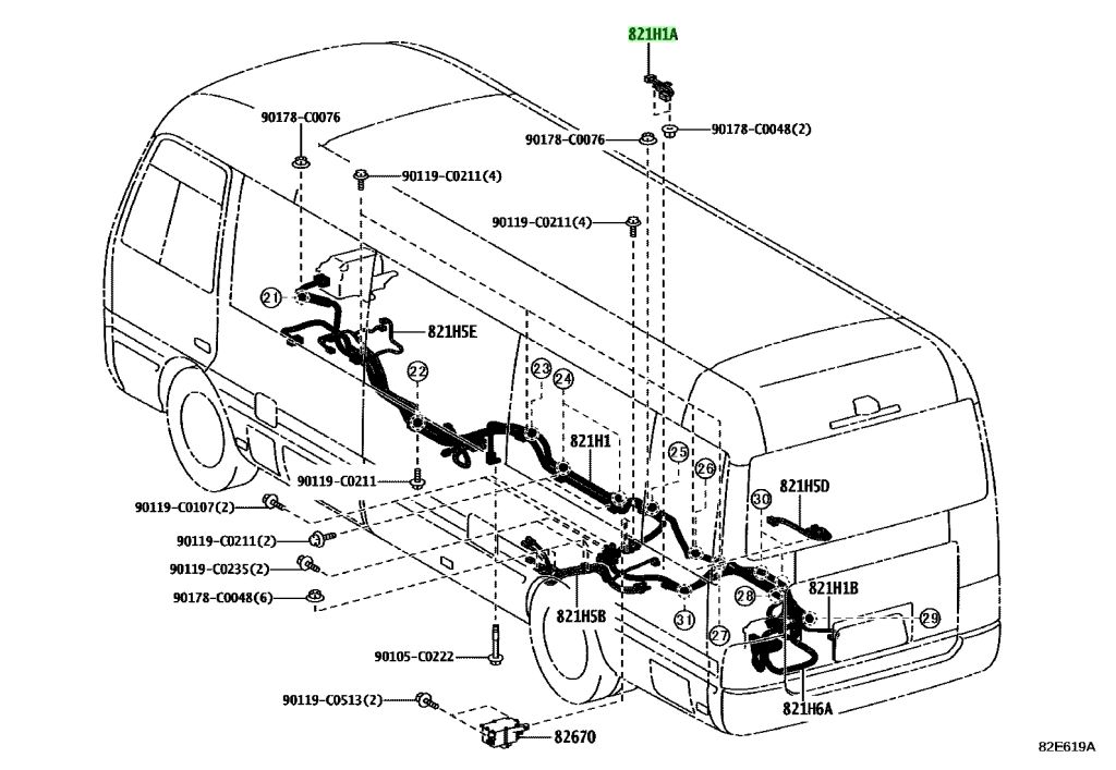 Buy Genuine Toyota 821H10S010 (821H1-0S010) Wire, Floor Under, No.3 ...