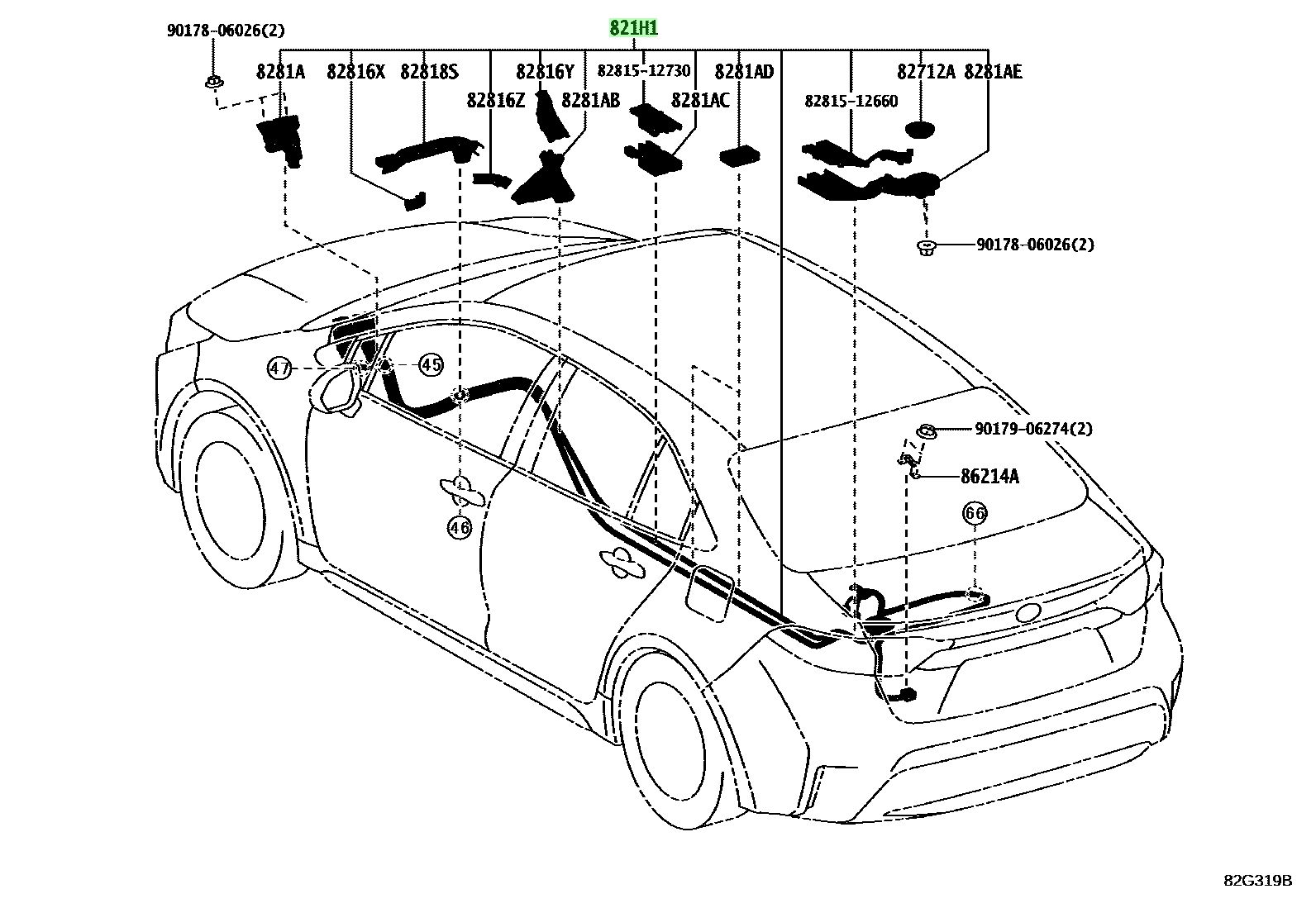 Buy Genuine Toyota 821H112140 (821H1-12140) Wire, Floor Under. Photos ...