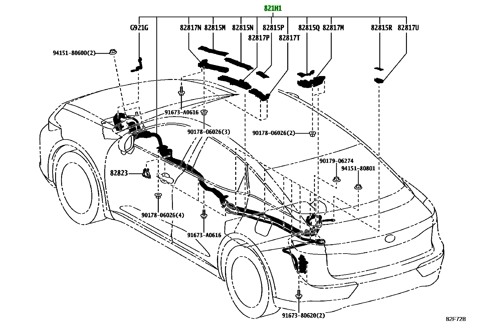Buy Genuine Toyota 821H130210 (821H1-30210) Wire, Floor Under. Photos ...