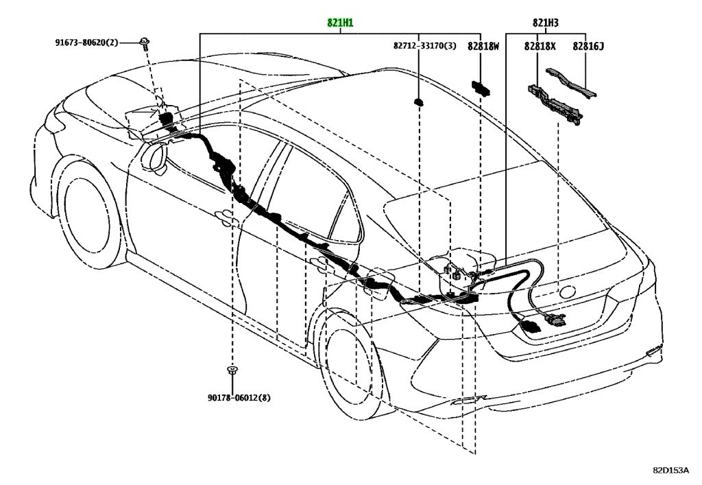 Buy Genuine Toyota 821H133010 (821H1-33010) Wire, Floor Under. Prices ...