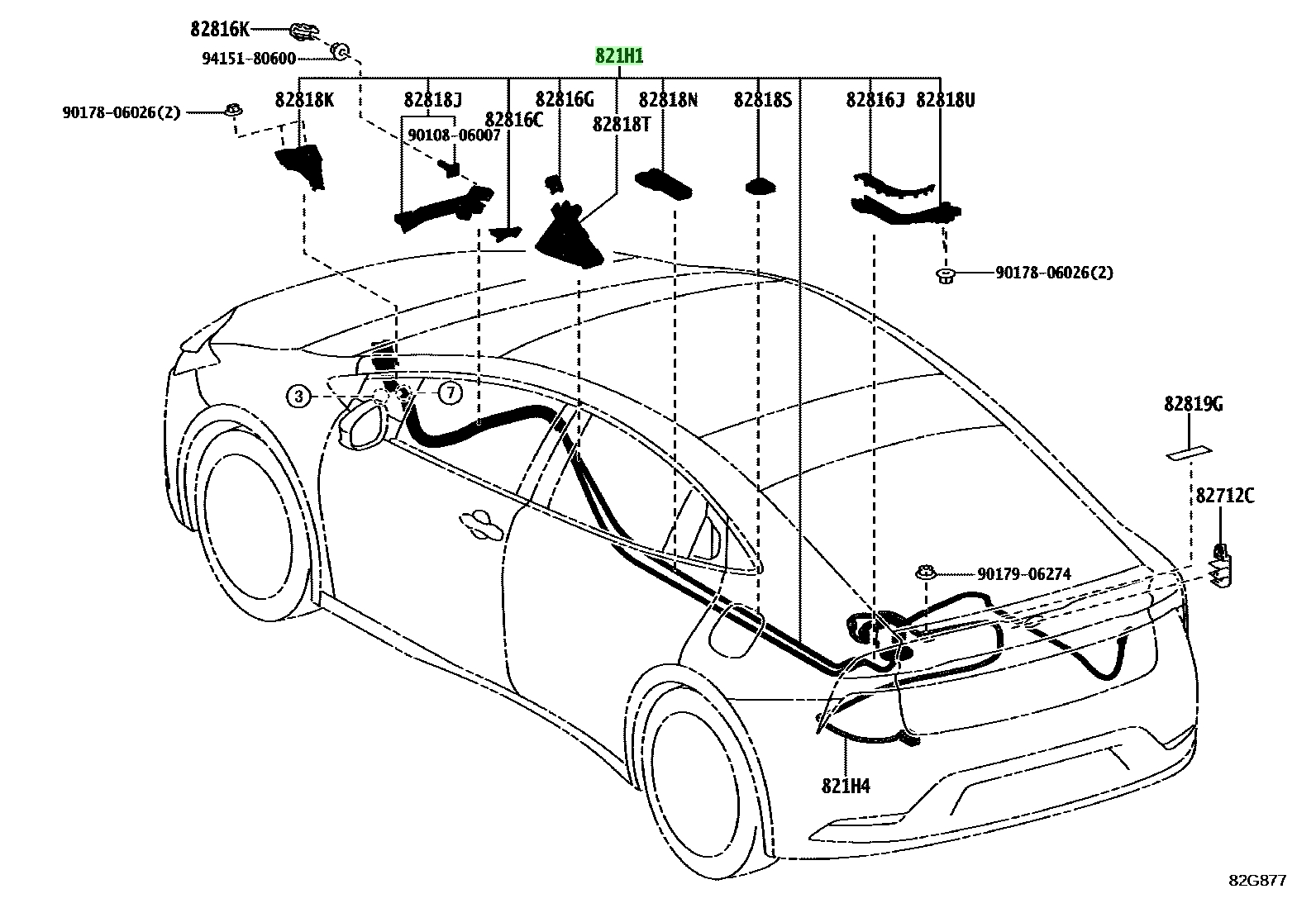 Buy Genuine Toyota 821H147100 (821H1-47100) Wire, Floor Under. Prices ...