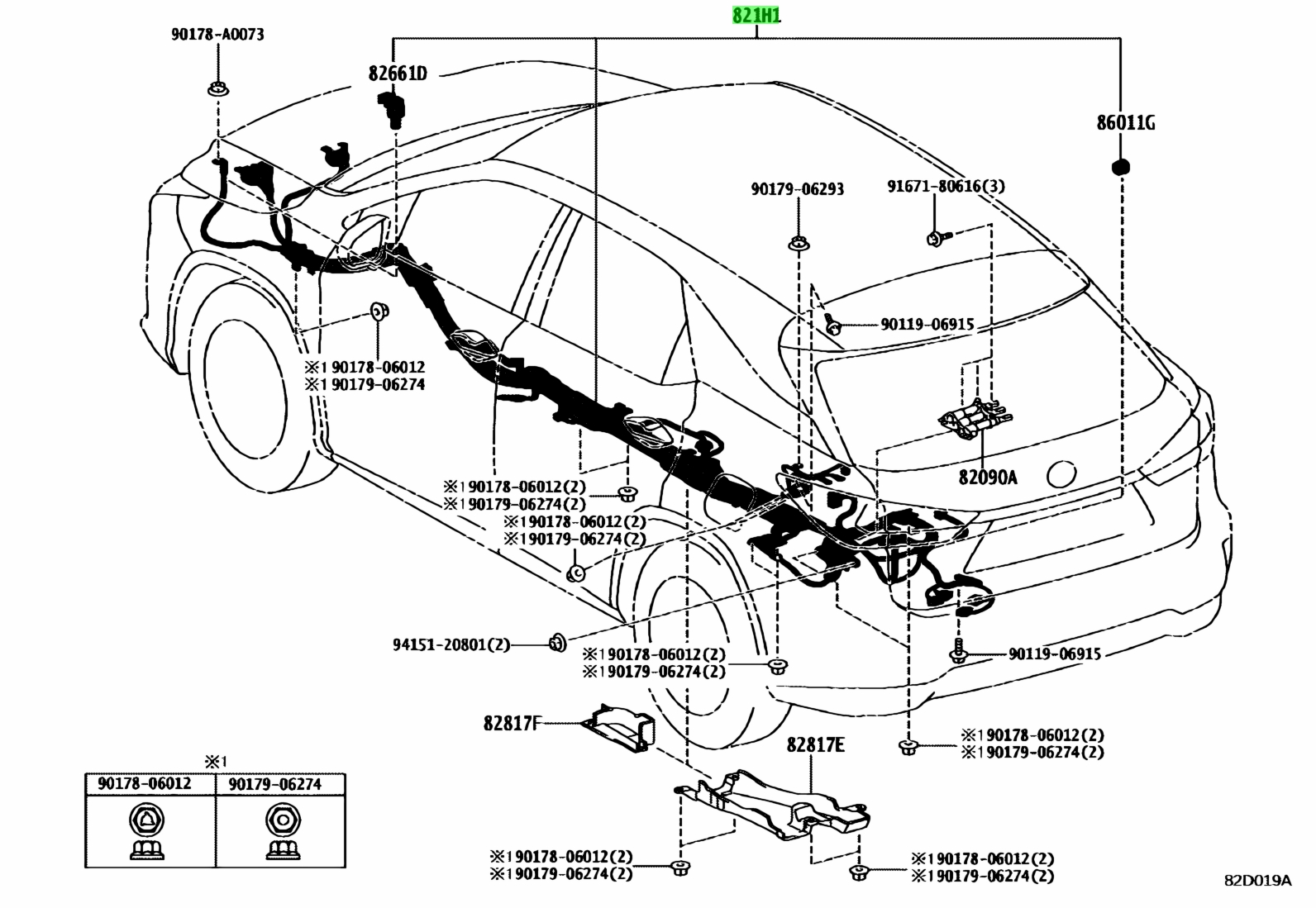 Buy Genuine Toyota 821H148031 (821H1-48031) Wire, Floor Under. Prices ...