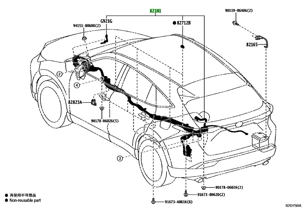Buy Genuine Toyota 821H148131 (821H1-48131) Wire, Floor Under. Prices ...