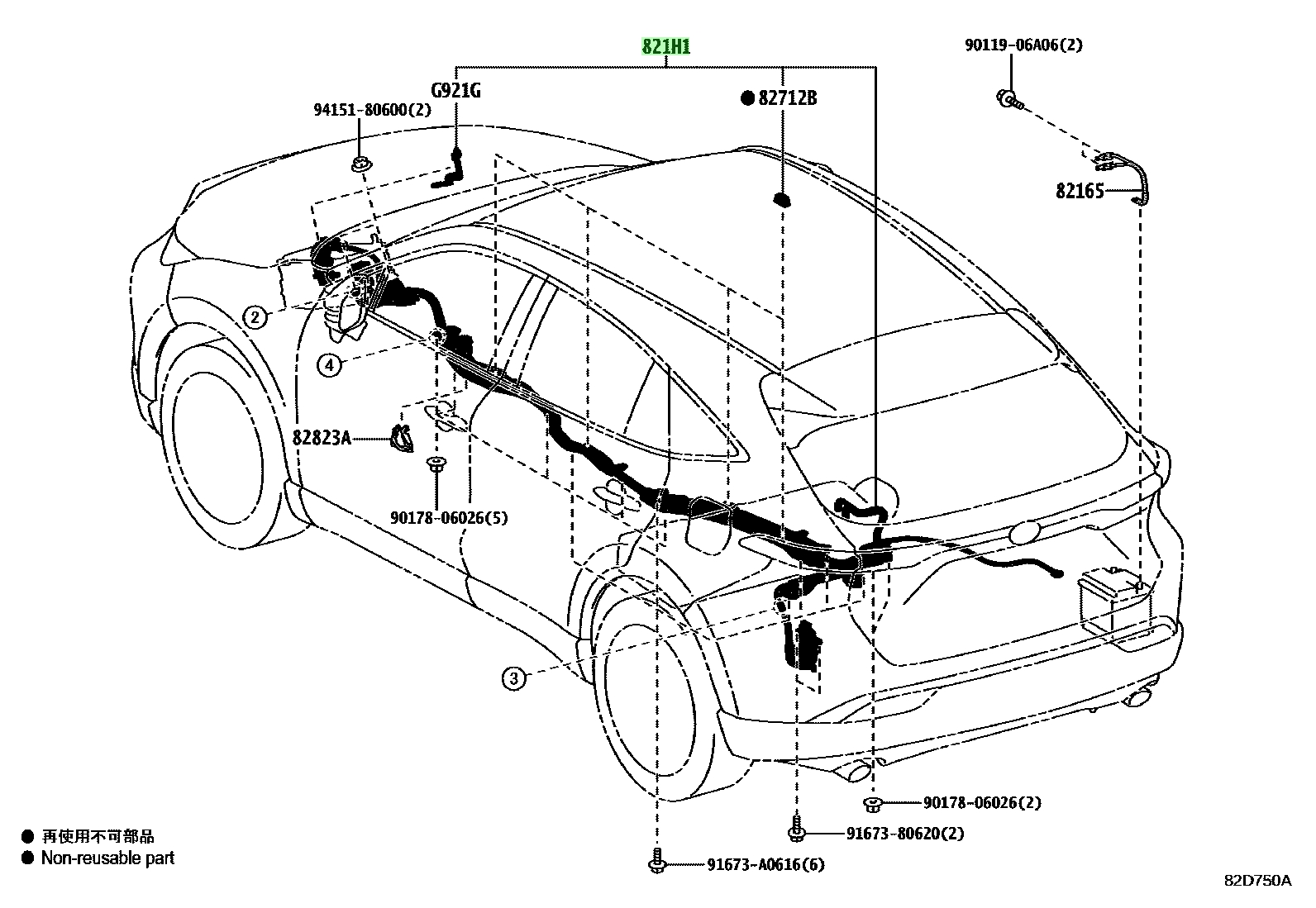 Buy Genuine Toyota 821H148131 (821H1-48131) Wire, Floor Under. Prices ...