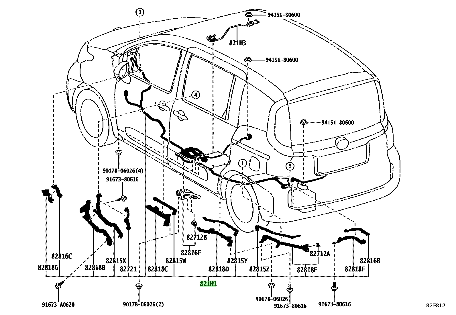 Buy Genuine Toyota 821H152080 (821H1-52080) Wire, Floor Under. Prices ...