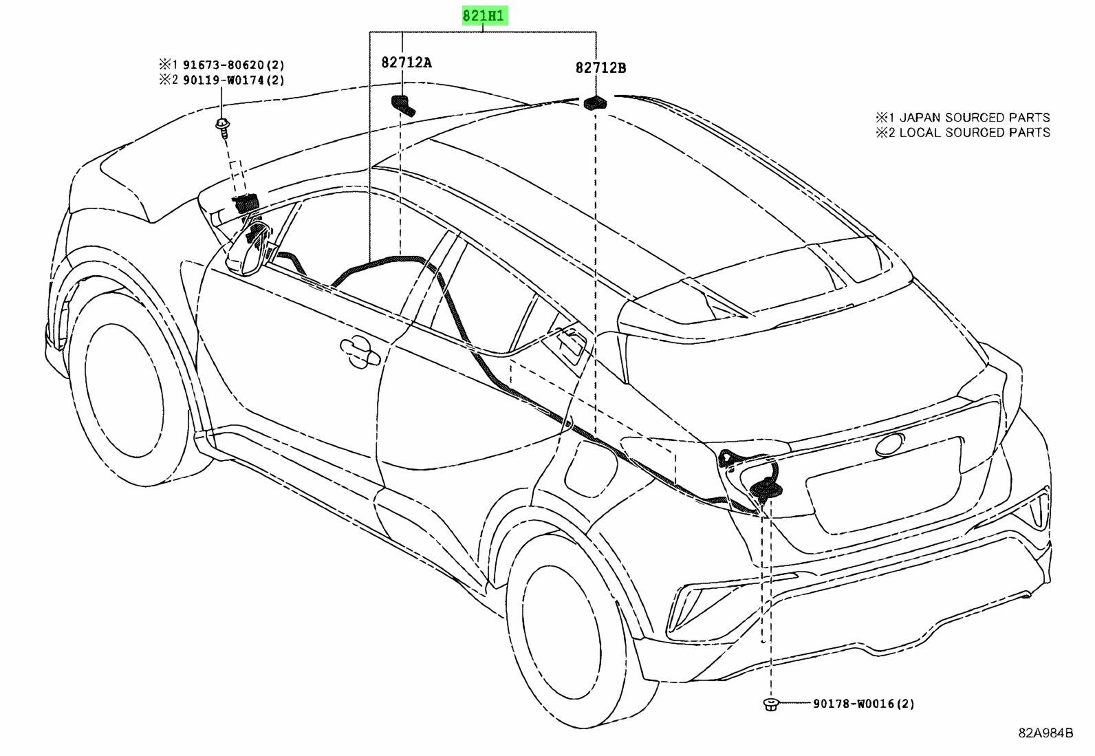 Buy Genuine Toyota 821H1F4010 (821H1-F4010) Wire, Floor Under. Photos ...