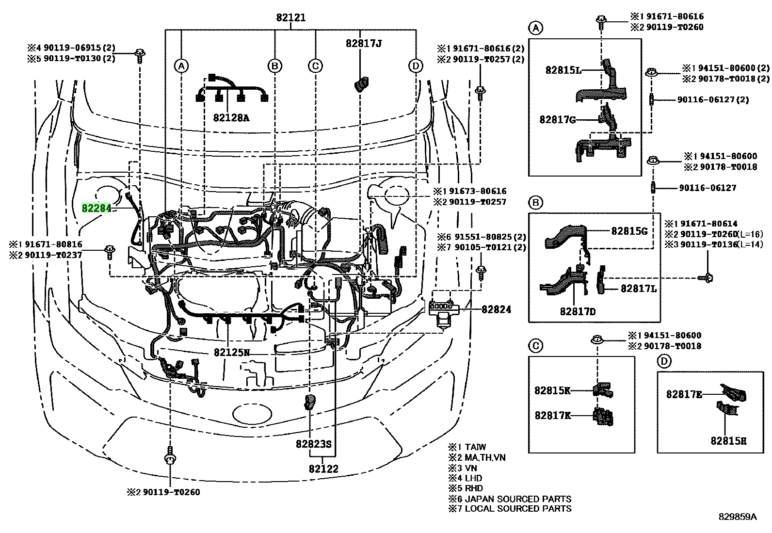 Buy Genuine Toyota 8228406230 (82284-06230) Wire, Earth. Photos - Amayama