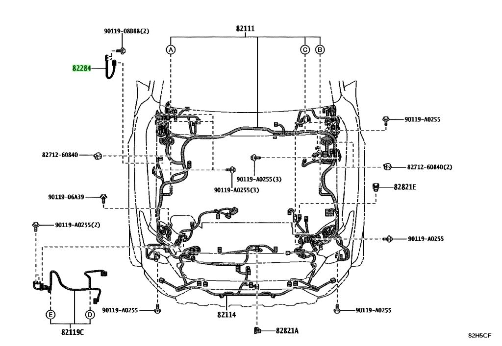 Buy Genuine Toyota 82284AK010 (82284-AK010) Wire, Earth. Photos - Amayama