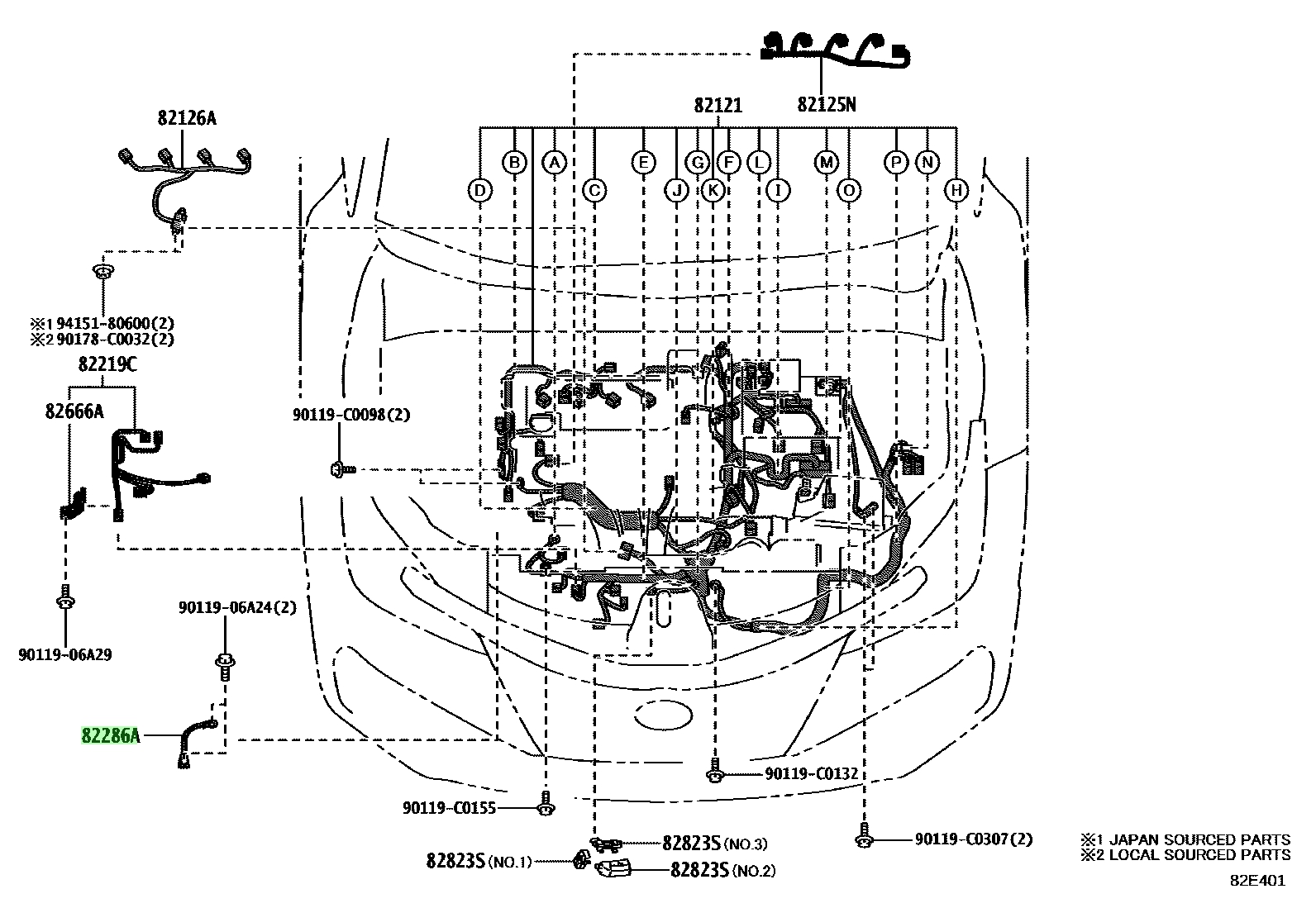 Buy Genuine Toyota 82286F4060 (82286-F4060) Wire, Earth, No.2. Photos ...