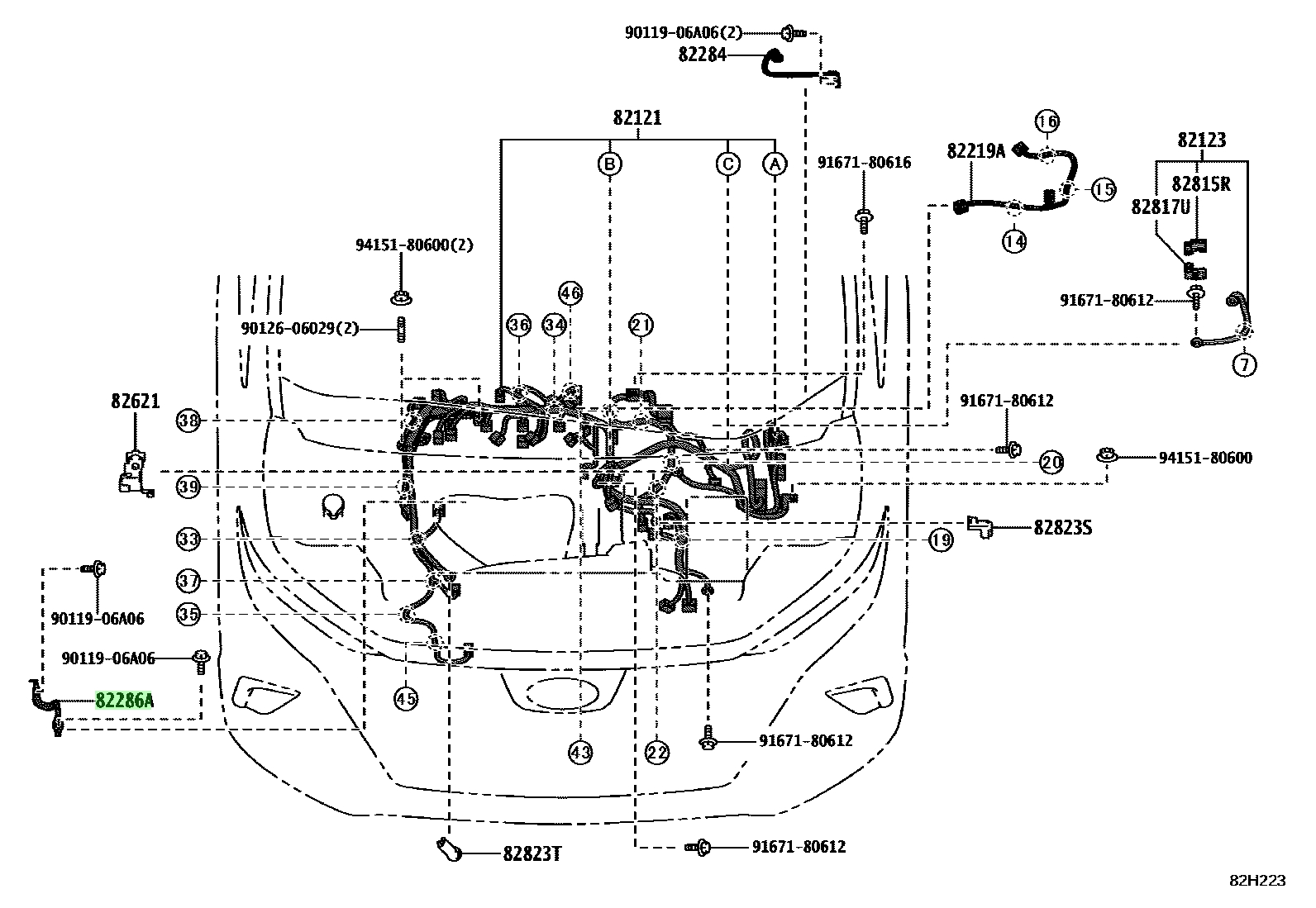Buy Genuine Toyota 82286V2010 (82286-V2010) Wire, Earth, No.2. Prices ...