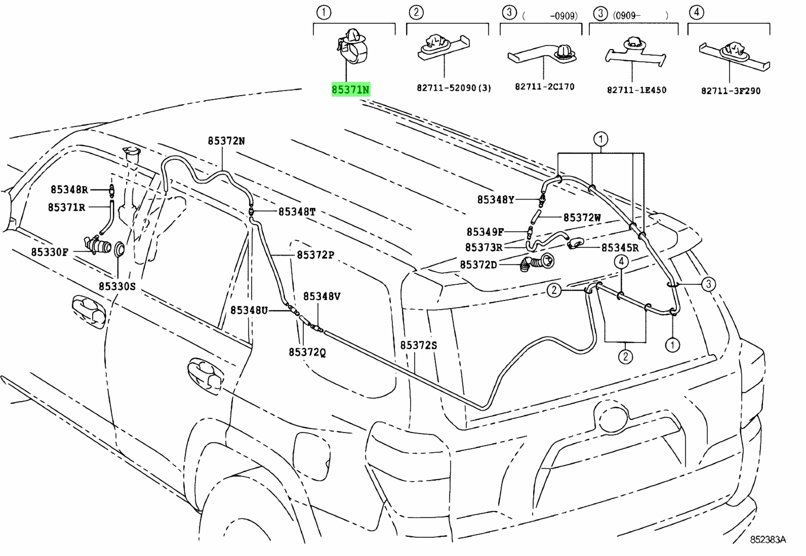 Buy Genuine Toyota 827111E340 (82711-1E340) Clamp. Prices, fast ...