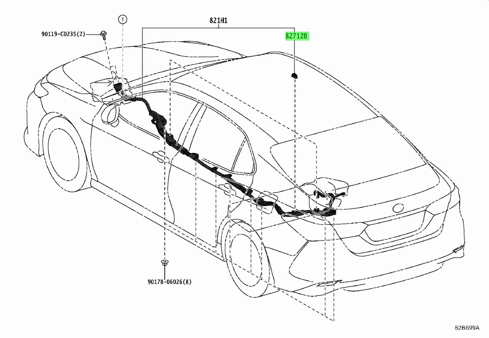 Buy Genuine Toyota 8271233170 (82712-33170) Support, Wiring Harness ...