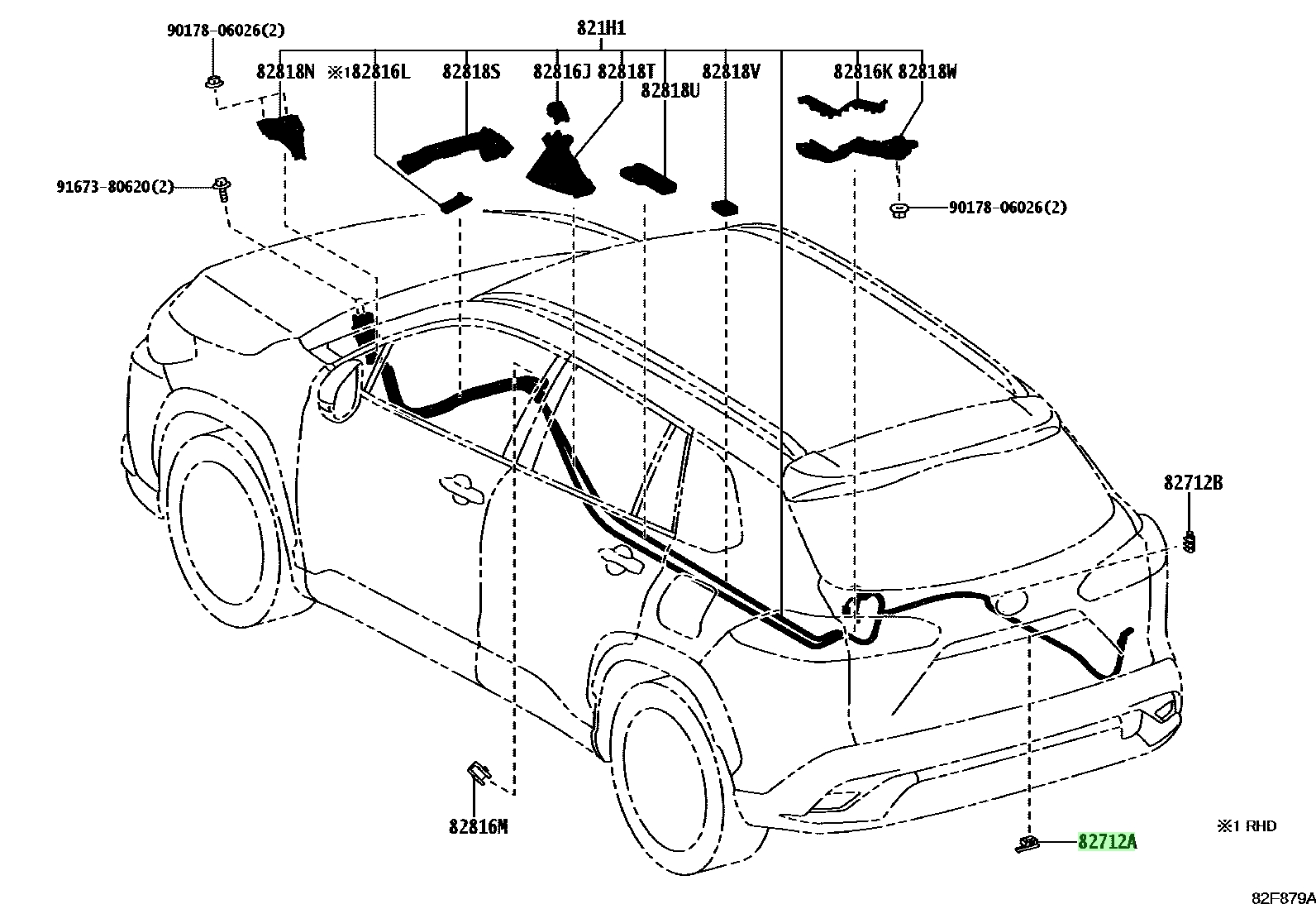 Buy Genuine Toyota 8271247150 (82712-47150) Support, Wiring Harness for ...
