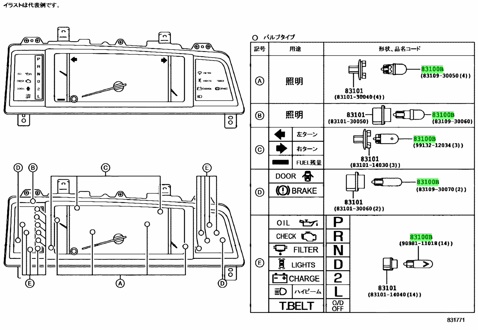 Buy Genuine Toyota 8310924010 (83109-24010) Bulb, Combination Meter ...