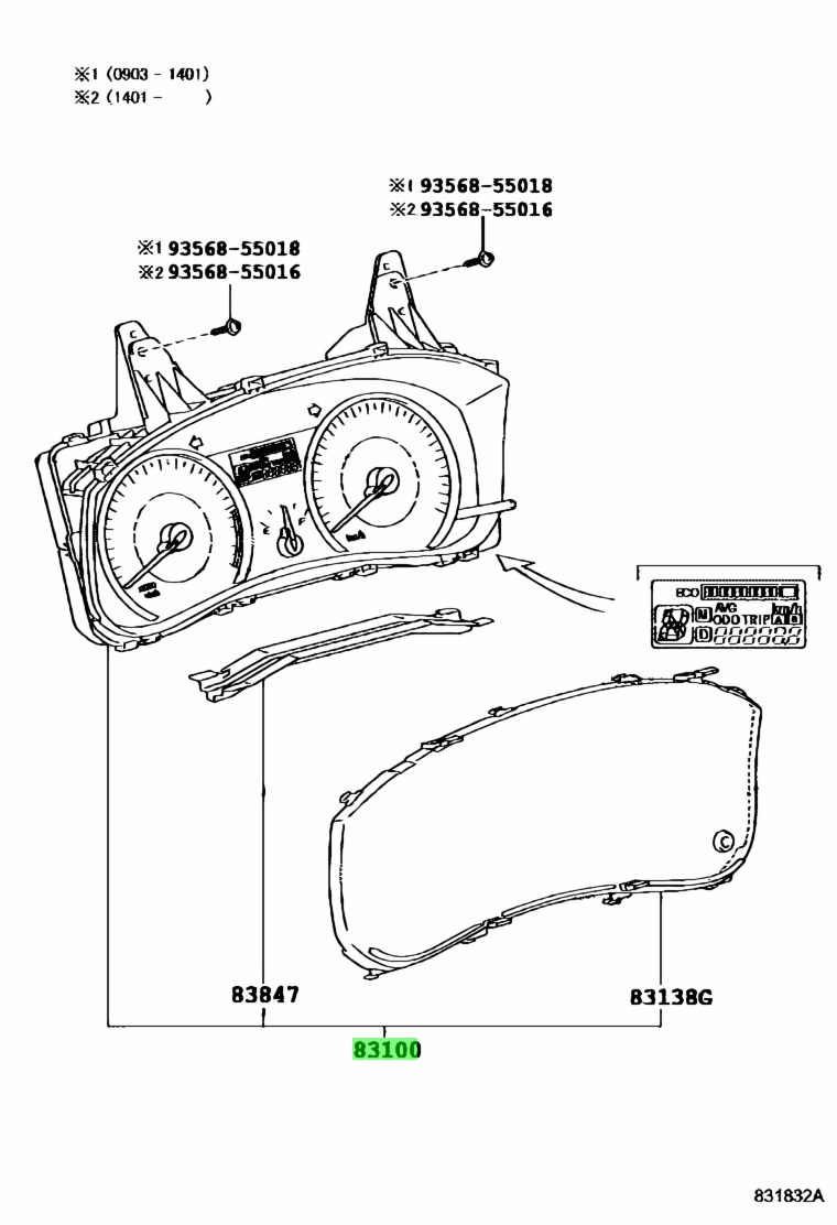Buy Genuine Toyota 8380068180 (83800-68180) Meter Assy, Combination for ...