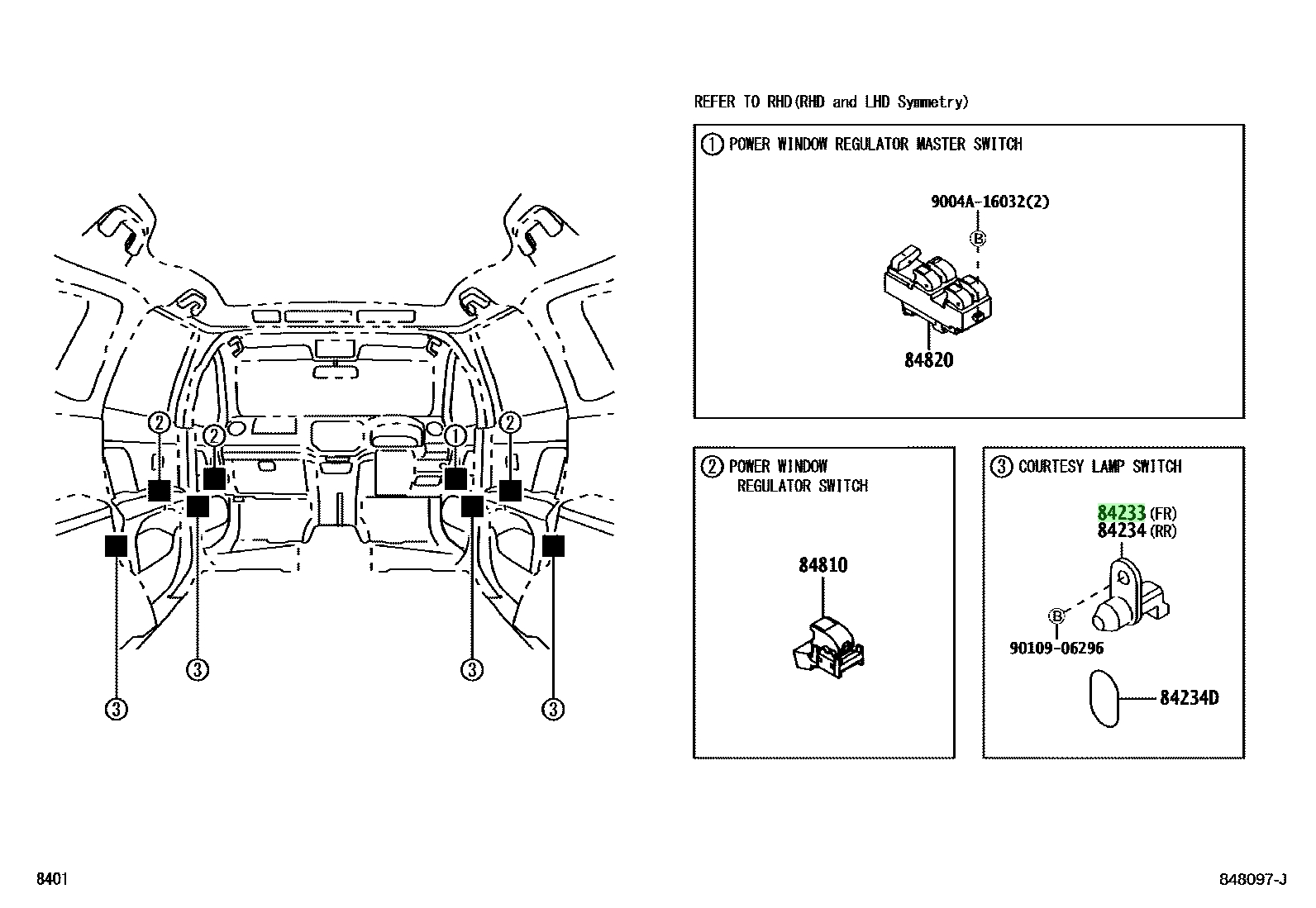 Buy Genuine Toyota 84231BZ040 (84231-BZ040) Switch Assy, Courtesy Lamp ...