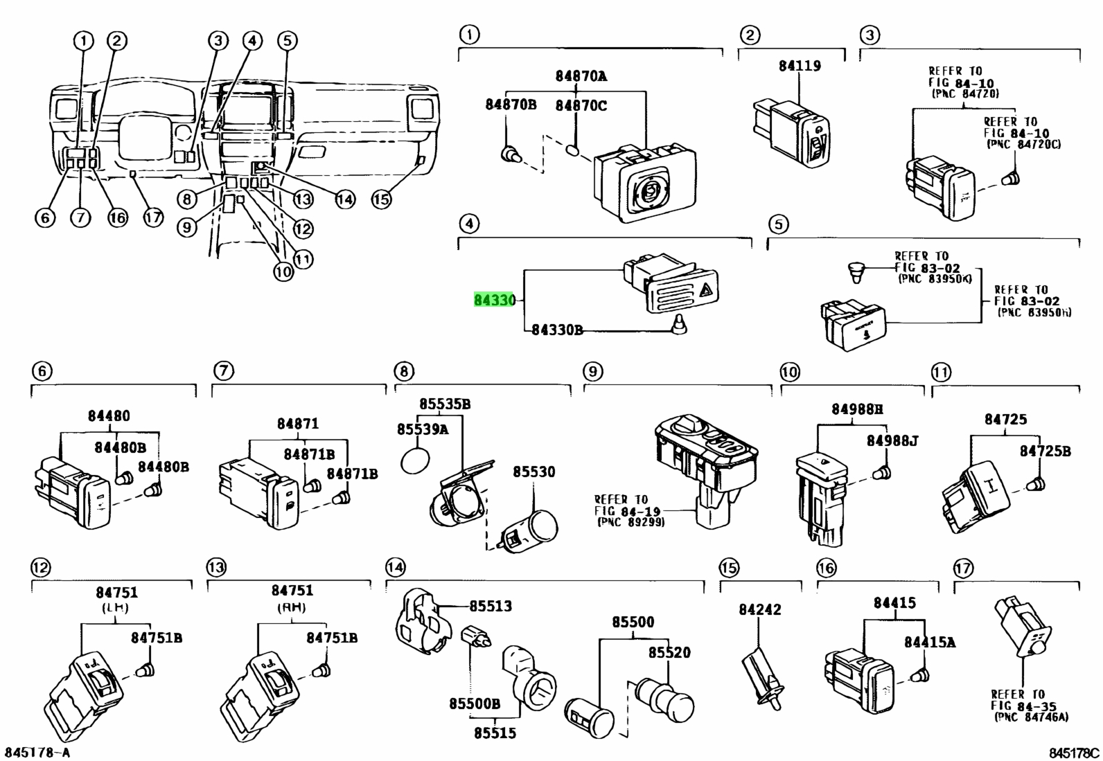 Buy Genuine Toyota 8433260270 (84332-60270) Switch Assy, Hazard Warning ...