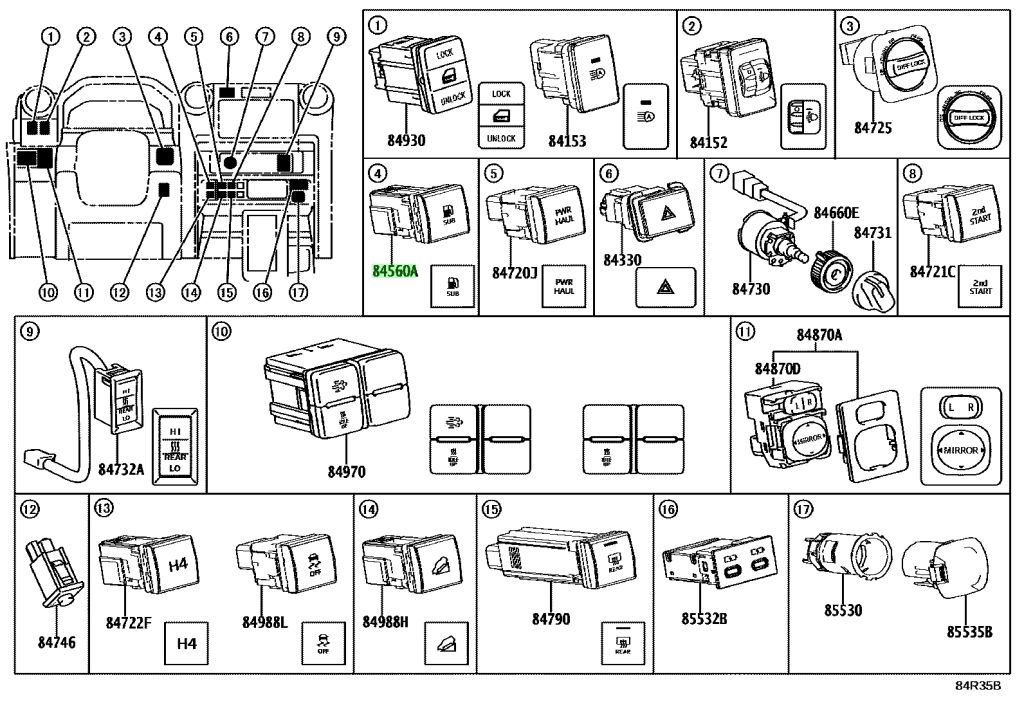 Buy Genuine Toyota 8456060080 (84560-60080) Switch Assy, Fuel Control ...
