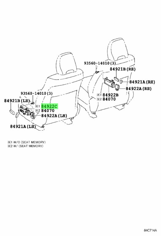 Buy Genuine Toyota 8492206140 (84922-06140) Switch, Front Power Seat ...