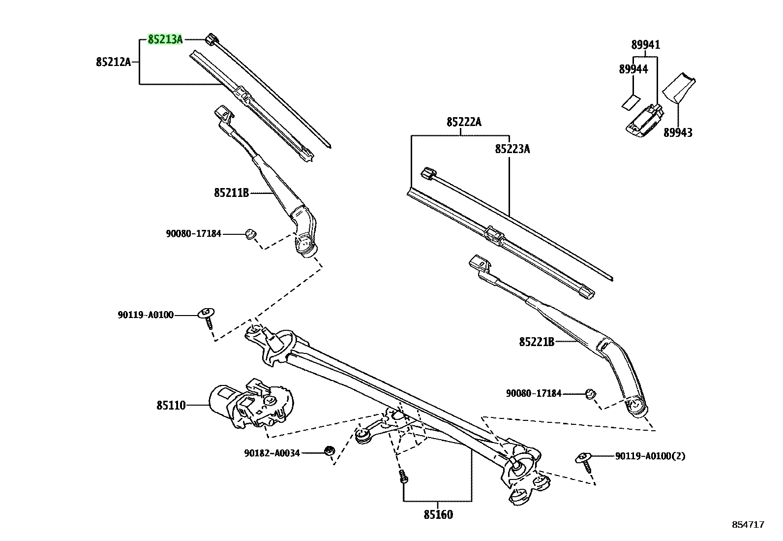 Buy Genuine Toyota 852130C010 (85213-0C010) Rubber, Wiper Blade, Rh ...