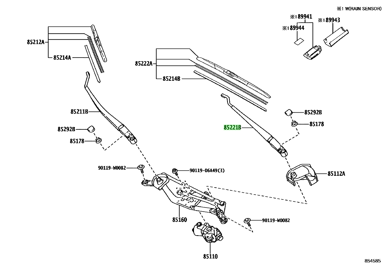 Buy Genuine Toyota 852210D240 (85221-0D240) Arm, Front Wiper, Lh ...