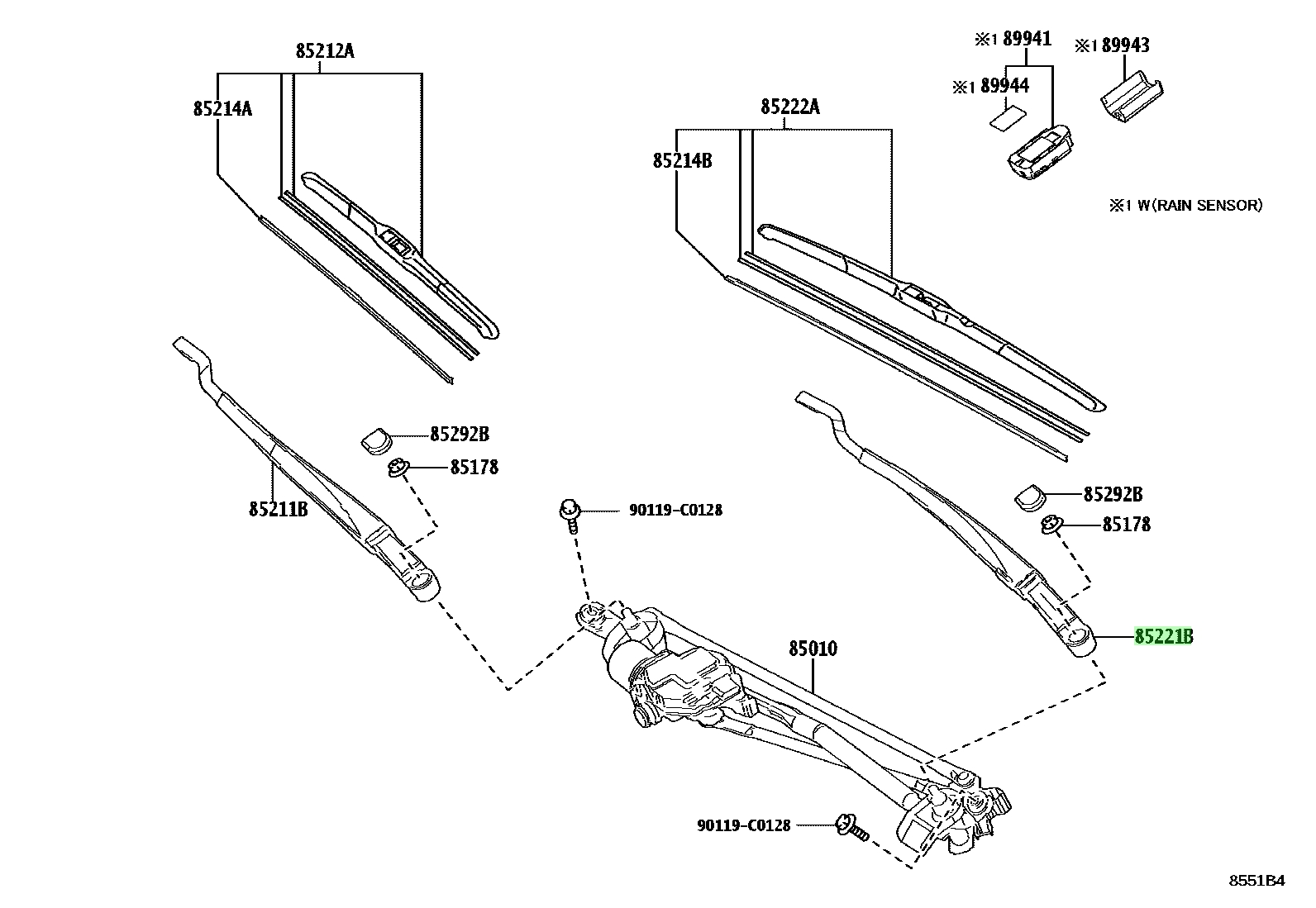 Buy Genuine Toyota 85221YK020 (85221-YK020) Arm, Front Wiper, Lh ...