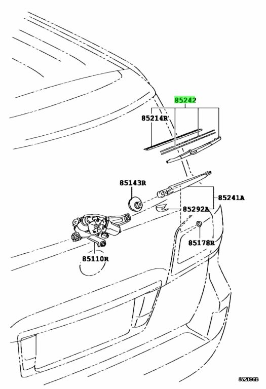 Buy Genuine Toyota 8524260130 (85242-60130) Blade, Rr Wiper. Prices ...