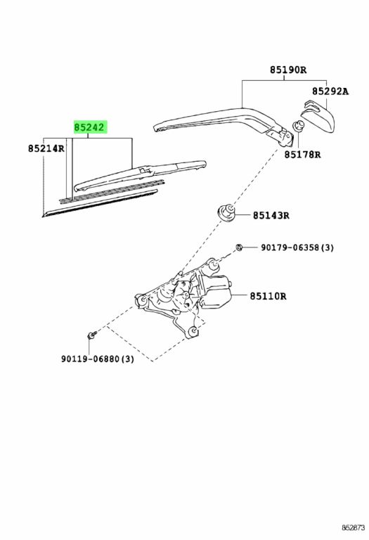 Buy Genuine Toyota 8524272010 (85242-72010) Blade, Rr Wiper. Prices ...