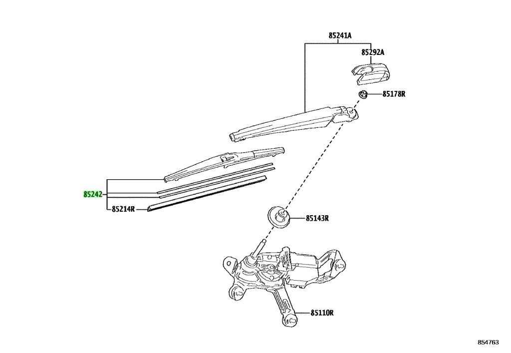 Buy Genuine Toyota 85242K0010 (85242-K0010) Blade, Rr Wiper. Photos ...