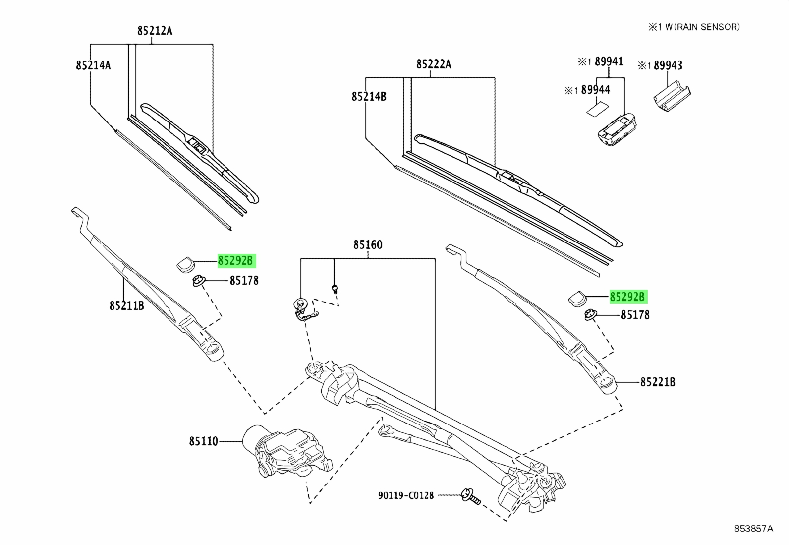 Buy Genuine Toyota 852920D110 (85292-0D110) Cap, Front Wiper Arm Head ...