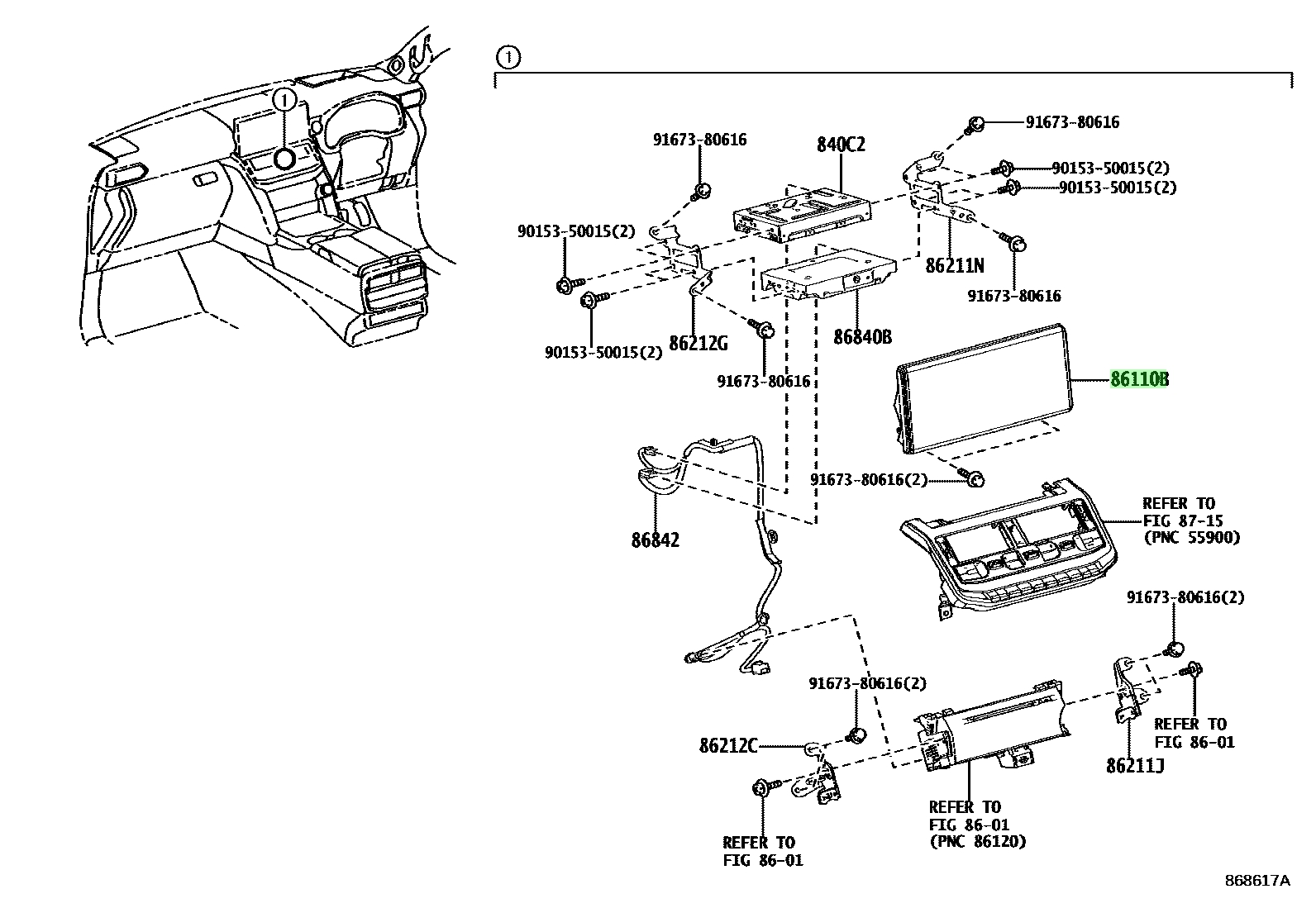 Buy Genuine Toyota 8611060830 (86110-60830) Multi-Display Assy for ...