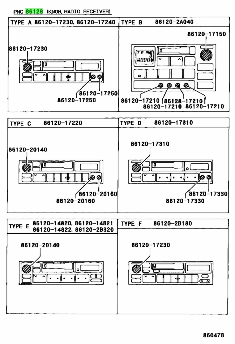 Buy Genuine Toyota 8612817150 (86128-17150) Knob Radio Receiver. Photos ...